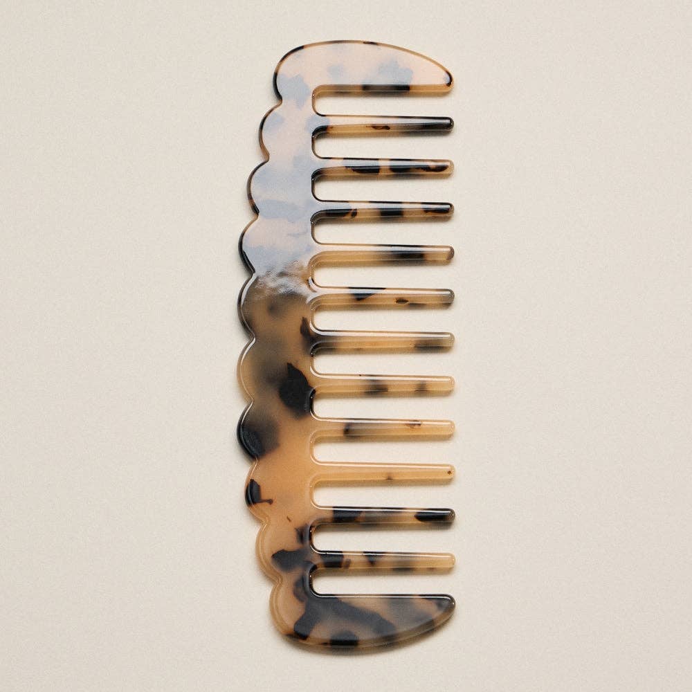 Tortoise Marbled Wide-Tooth Styling Comb