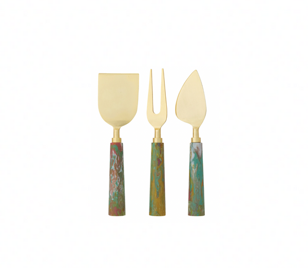 Cheese Knives w/ Marbled Resin Handles - Set of 3
