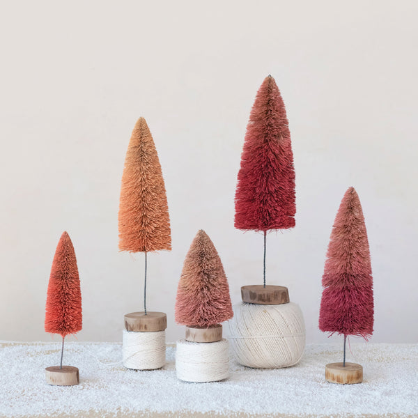 Bottle Brush Tree with Wood Base - Pink Ombre - 3 Sizes